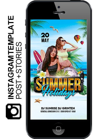 Blue Simple Summer Holidays Free Social Media Template PSD | by ...