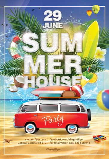 Summer House Party – Flyer PSD Template - 10021483 | by ElegantFlyer