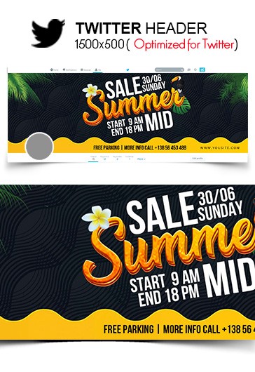 Summer Mid Sale – Free Twitter Header PSD Template - 10023326 | by ...
