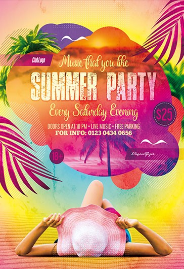 Multicolor Bright Summer Party 2020 Premium Flyer Template PSD | by ...