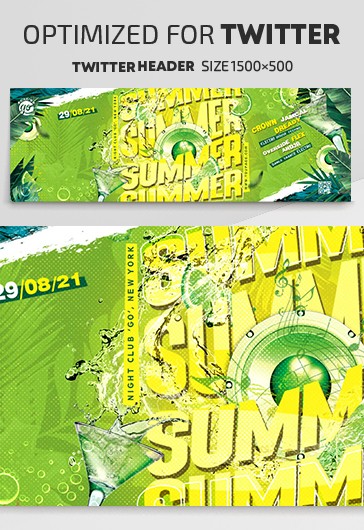 Green Creative Summer Party Twitter Premium Social Media Template PSD ...