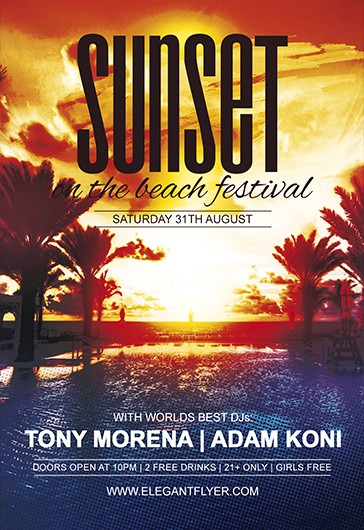 Yellow Creative Summer Sunset Premium Flyer Template PSD | by Elegantflyer