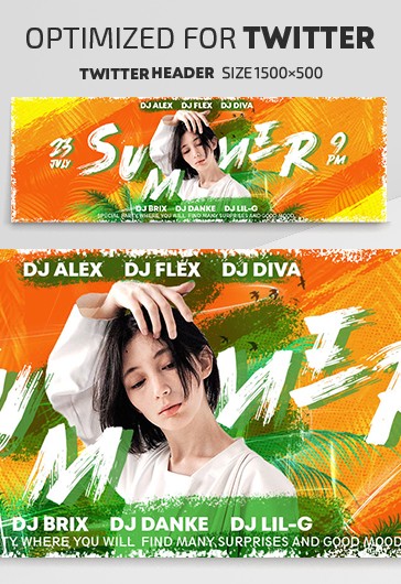 Orange Artistic Summer Twitter Premium Social Media Template PSD | by ...