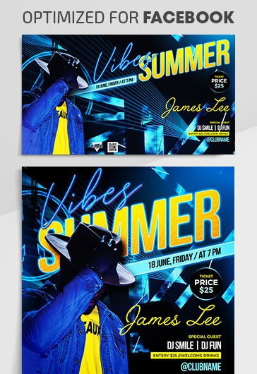 Blue Modern Summer Vibes Facebook Premium Social Media Template PSD ...