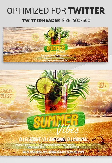 Summer Vibes - Free Twitter Header PSD Template - 10030488 | by ...