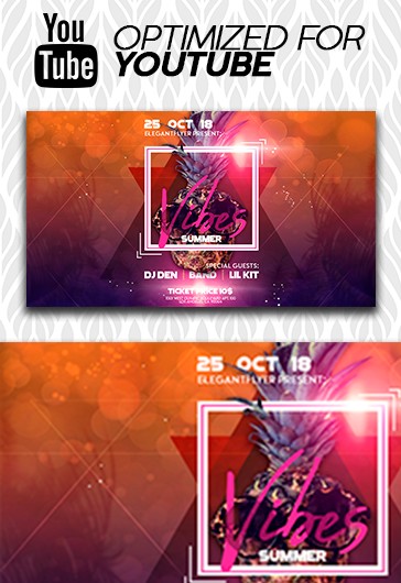 Yellow Creative Summer Vibes Youtube Premium Social Media Template PSD