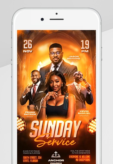 Orange Modern Sunday Church Service Instagram Reel Premium Social Media ...