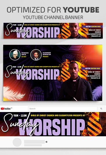 Black Creative Sunday Worship Youtube Premium Social Media Template PSD