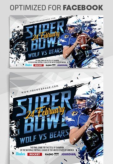 White Artistic Super Bowl Facebook Premium Social Media Template PSD ...