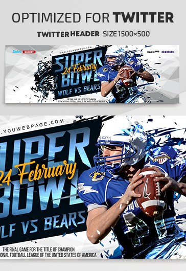 White Artistic Super Bowl Twitter Premium Social Media Template PSD ...