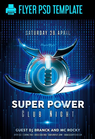 Blue Modern Super Power Club Night Premium Flyer Template PSD | by ...