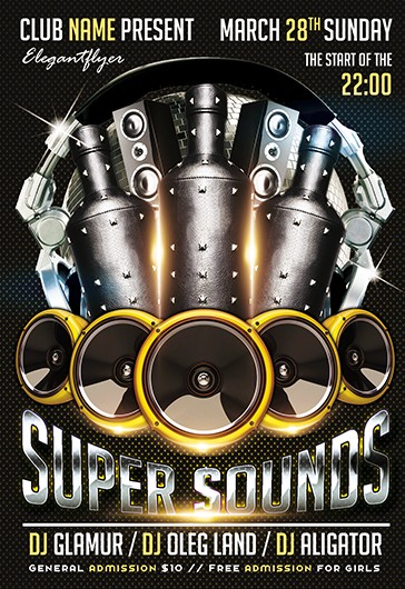 Black and Gold Luxury Super Sounds Premium Flyer Template PSD | by ...