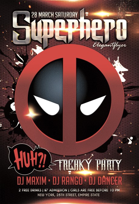 Red Creative Superhero Party Premium Flyer Template PSD | by Elegantflyer