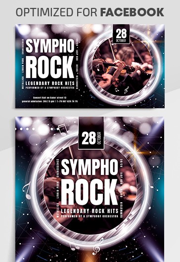 Blue Creative Symphony Concert Facebook Premium Social Media Template PSD