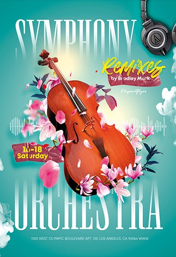 Blue Aesthetic Symphony Orchestra Remixes Premium Flyer Template PSD ...