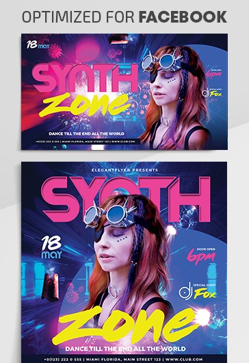 Blue Creative Synth Zone Premium Social Media Template PSD | by ...