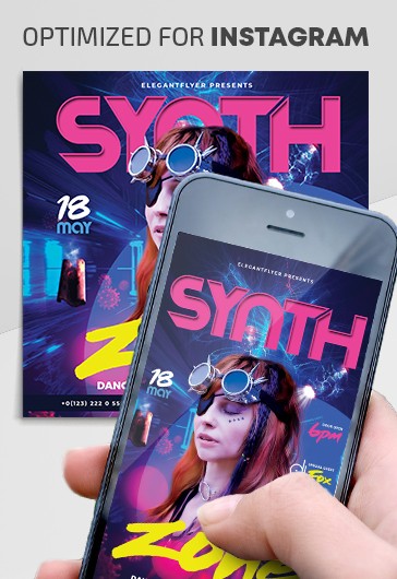 Purple Modern Synth Zone Instagram Premium Social Media Template PSD ...
