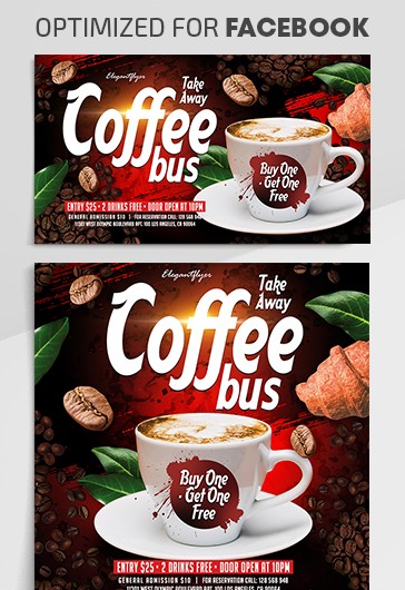 Brown Simple Coffee Bus Facebook Premium Social Media Template PSD | by ...