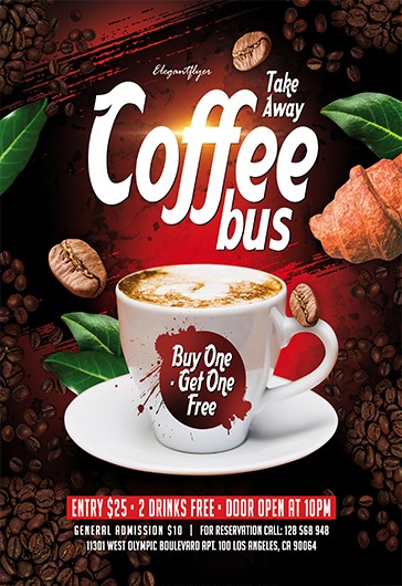 Brown Exclusive Coffee Bus Premium Flyer Template PSD | by Elegantflyer