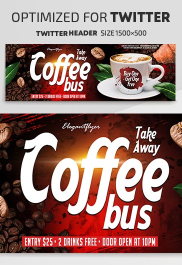 Red Simple Coffee Bus Premium Social Media Template PSD | by Elegantflyer