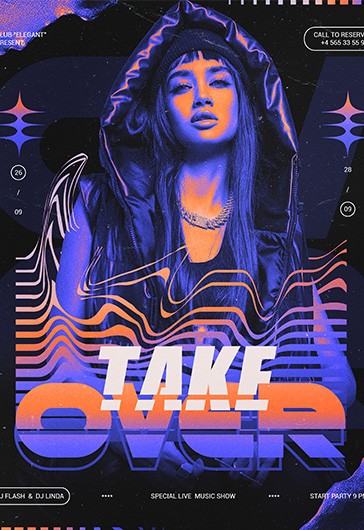 Purple Abstract Take Over Party Free Flyer Template PSD | by Elegantflyer