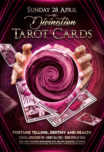 Pink Creative Tarot Cards Premium Flyer Template PSD | by Elegantflyer