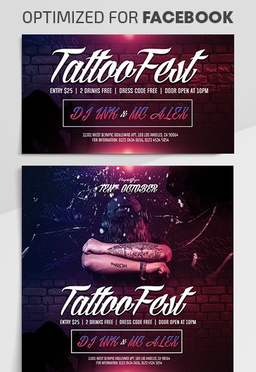 Pink Creative Tattoo Fest Free Social Media Template PSD | by Elegantflyer