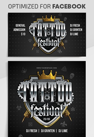 Black Luxury Tattoo Festival Facebook Premium Social Media Template PSD