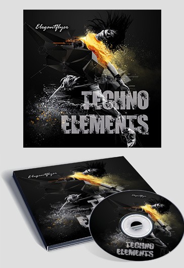 Black Creative Techno Elements Premium CD Album Cover Template PSD | by ...
