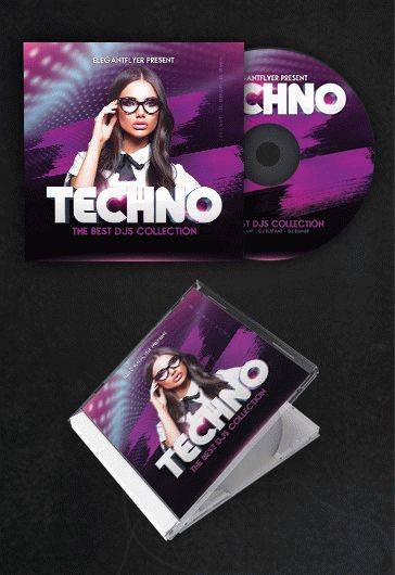 Purple Simple Techno Free CD Album Cover Template PSD | by Elegantflyer