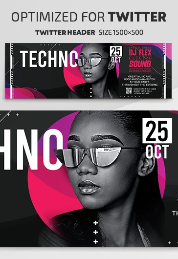 Techno - Free Twitter Header PSD Template - 10027949 | by ElegantFlyer