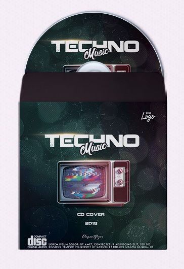 Green Creative Techno Music Premium CD Album Cover Template PSD | by ...