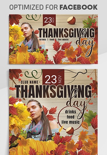 Yellow Simple Thanksgiving Day Facebook Premium Social Media Template PSD