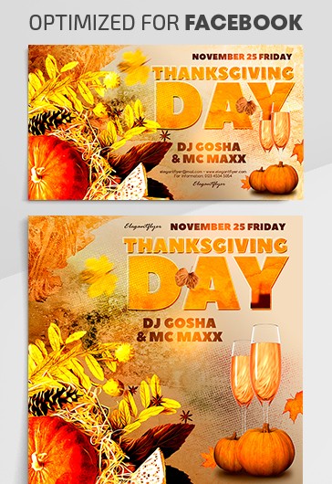 Yellow Creative Thanksgiving Day Facebook Premium Social Media Template PSD