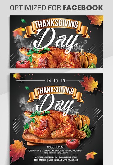 Black Creative Thanksgiving Day Facebook Premium Social Media Template PSD
