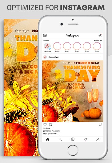 Orange Artistic Thanksgiving Day Instagram Premium Social Media ...