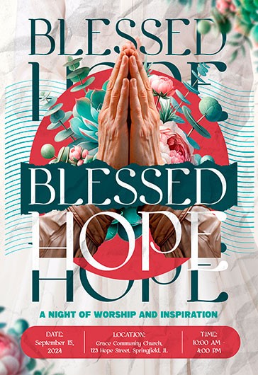 White Floral & Plants The Blessing Free Flyer Template PSD | by ...