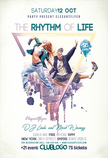 White Exclusive The Rhythm Of Life Premium Flyer Template PSD | by ...