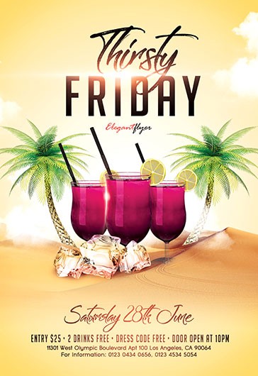 Yellow Artistic Thirsty Friday Premium Flyer Template PSD | by Elegantflyer