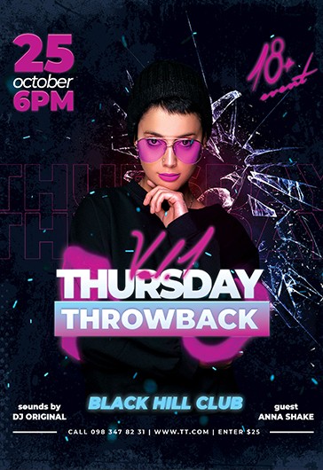Black Modern Thursday Throwback Premium Flyer Template PSD | by ...