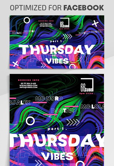 Purple Abstract Thursday Vibes Premium Social Media Template PSD | by ...