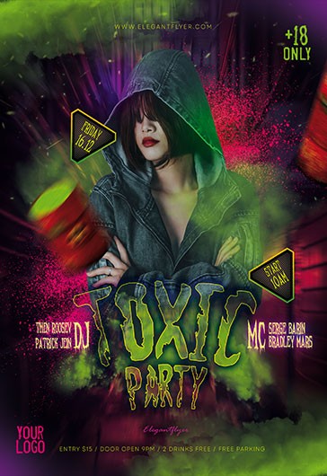 Multicolor Artistic Toxic Party Premium Flyer Template PSD | by ...