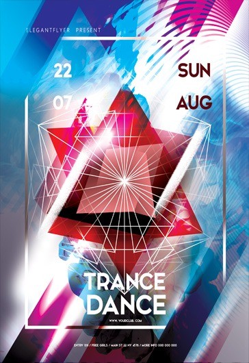 Multicolor Abstract Trance Dance Premium Flyer Template PSD | by ...