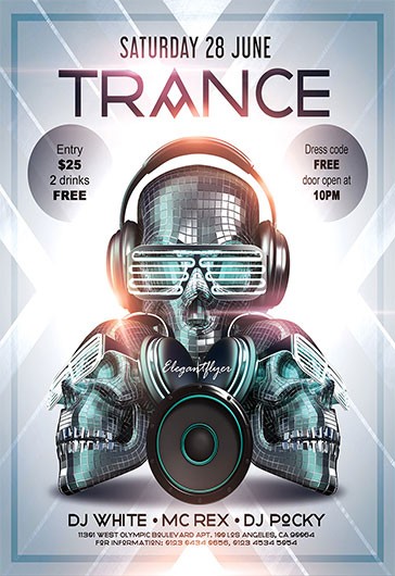 White Modern Trance Premium Flyer Template PSD | by Elegantflyer