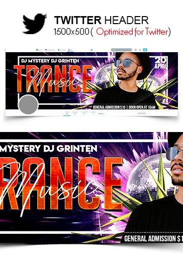 Trance Music – Free Twitter Header PSD Template - 10022870 | by ...