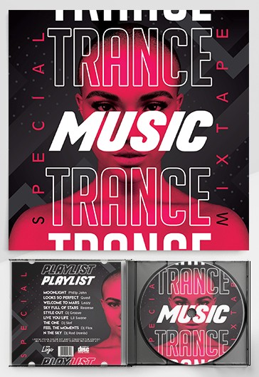 Black Creative Trance Music CD Cover Premium CD Album Cover Template PSD