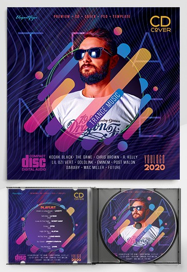 Purple Creative Trance Music CD Premium CD Album Cover Template PSD | by Elegantflyer