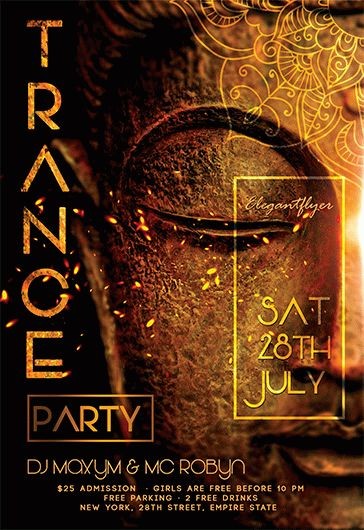 Black and Gold Estetica Festa Trance V02 Modello di Volantino Premium PSD
