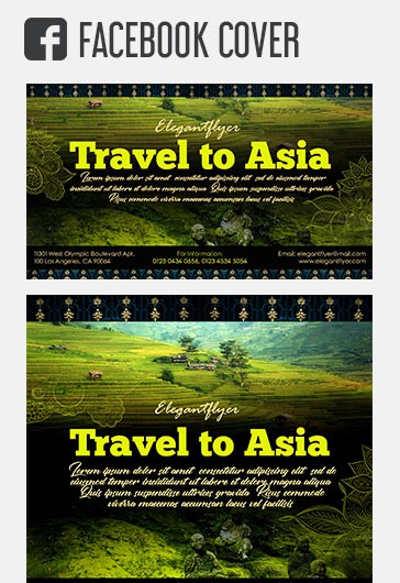 Green Creative Travel to Asia Facebook Premium Social Media Template PSD