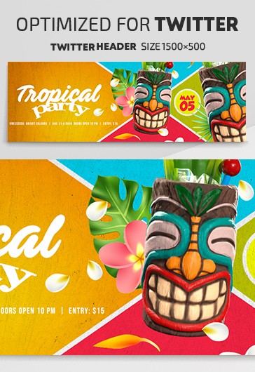 Yellow Colorful Tropical Event Party Premium Social Media Template PSD